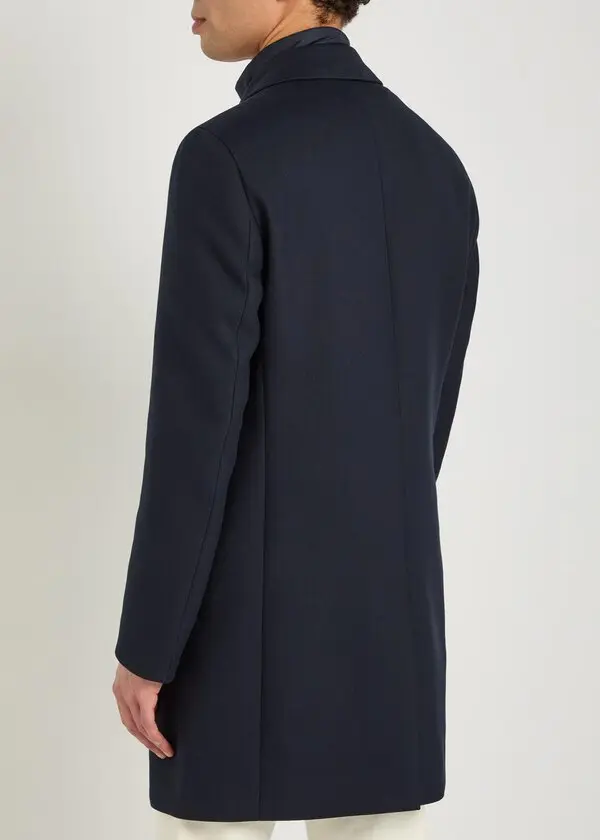BOSS Layered Cotton-blend Coat - Navy
