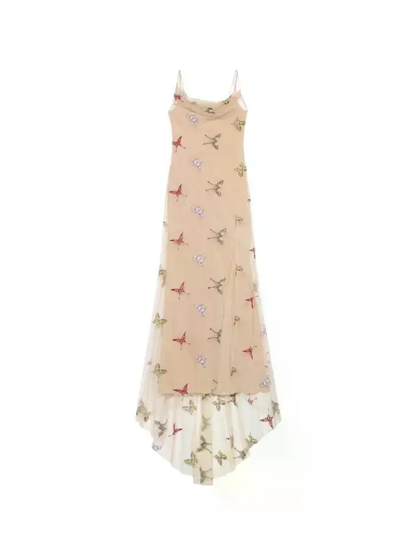 Blumarine Embroidered Tulle Maxi Dress