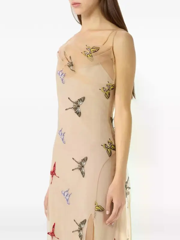Blumarine Embroidered Tulle Maxi Dress