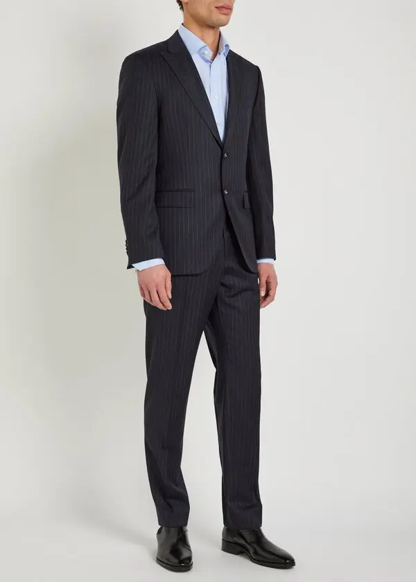BOSS Pinstriped Wool Suit - Navy