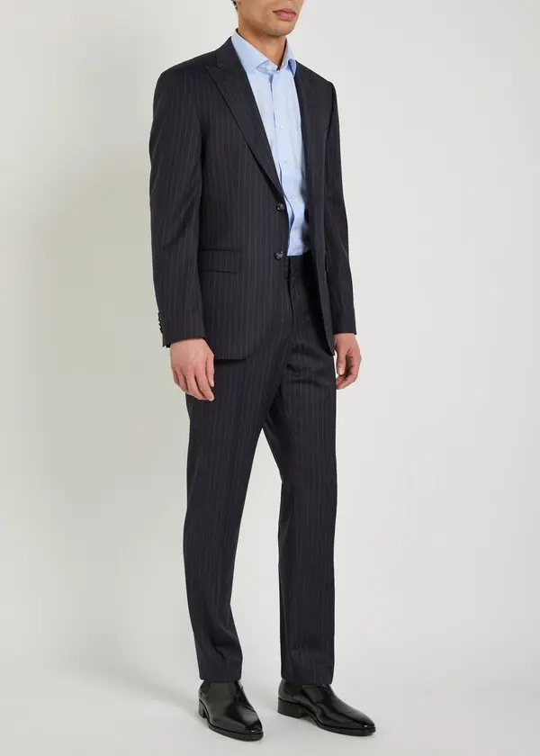 BOSS Pinstriped Wool Suit - Navy