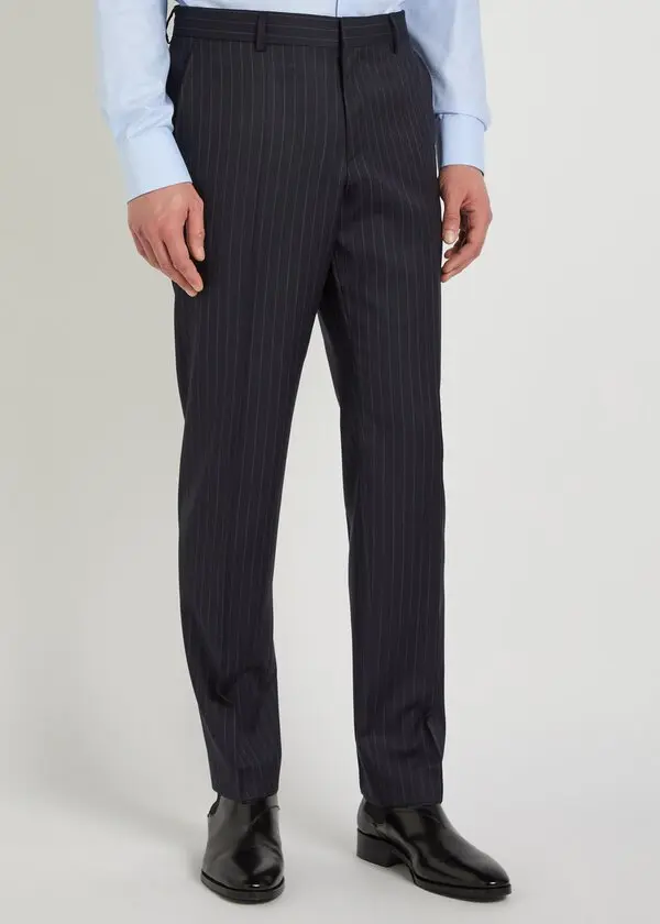 BOSS Pinstriped Wool Suit - Navy