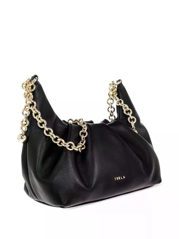 Furla Delia Chain Lambskin Shoulder Bag - Black