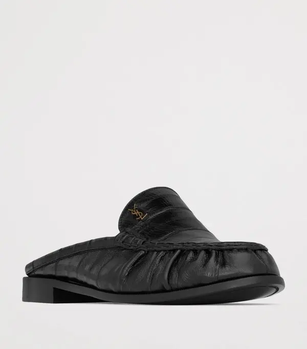 Saint Laurent Le Loafer Eel Leather Mules - Black