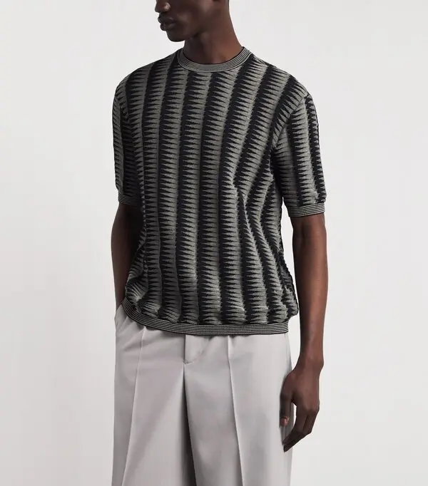 Emporio Armani Cotton Knitted Jacquard T-shirt