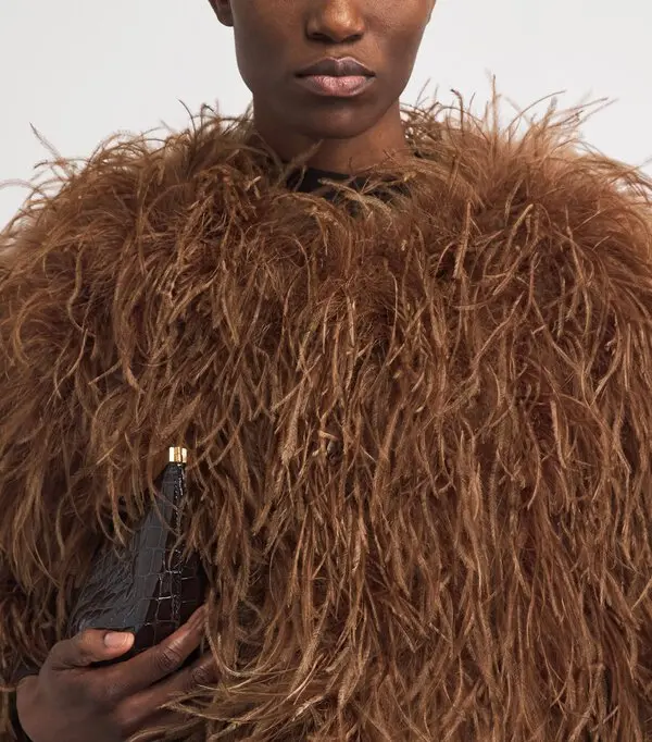 YVES SALOMON Ostrich Feather Evening Jacket - Beige