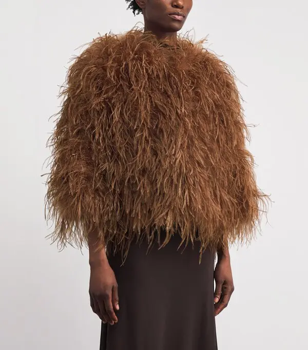 YVES SALOMON Ostrich Feather Evening Jacket - Beige