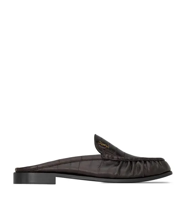 Saint Laurent Le Loafer Eel Leather Mules - Brown