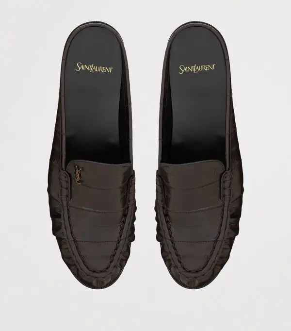Saint Laurent Le Loafer Eel Leather Mules - Brown