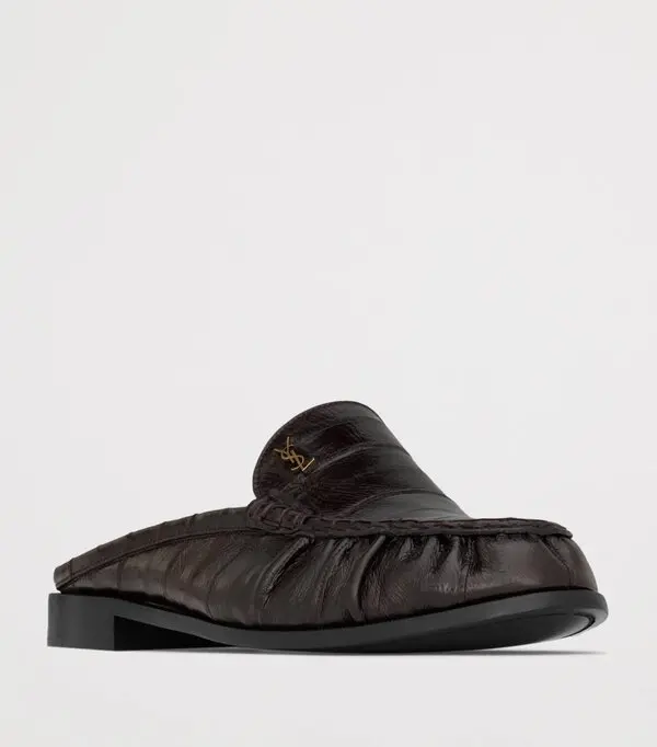 Saint Laurent Le Loafer Eel Leather Mules - Brown