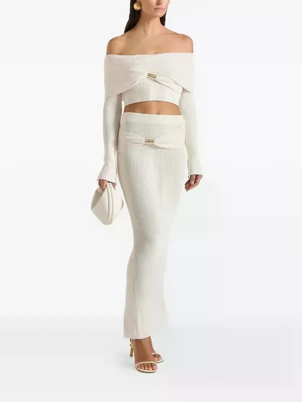 Manière De Voir Asymmetric Draped Midaxi Skirt With Hardware Detail