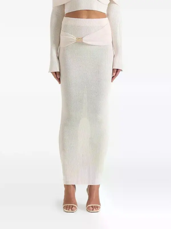 Manière De Voir Asymmetric Draped Midaxi Skirt With Hardware Detail