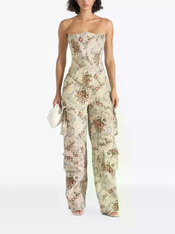 Manière De Voir Floral Lace-up Corset - Neutrals