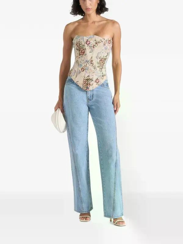 Manière De Voir Floral Lace-up Corset - Neutrals
