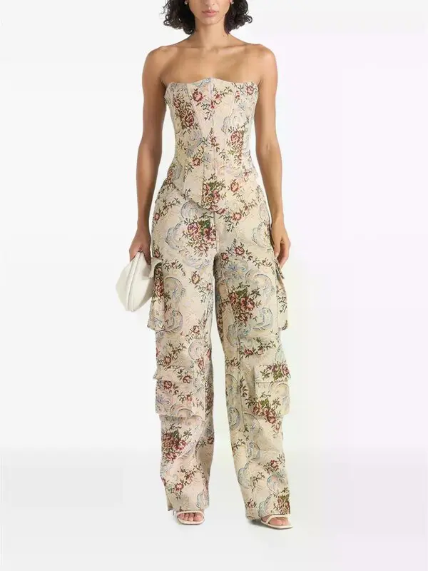 Manière De Voir Floral Lace-up Corset - Neutrals