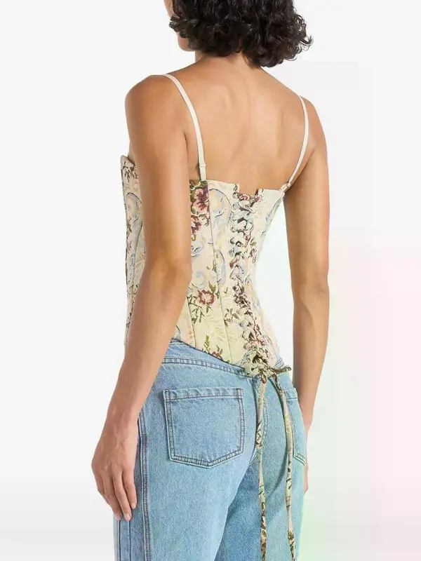 Manière De Voir Floral Lace-up Corset - Neutrals