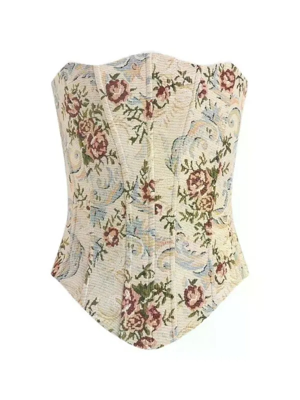 Manière De Voir Floral Lace-up Corset - Neutrals