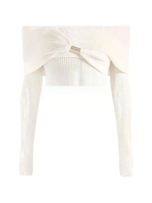 Manière De Voir Maniere De Voir Shana Asymmetric Bardot Top With Gold Hardware - Neutrals