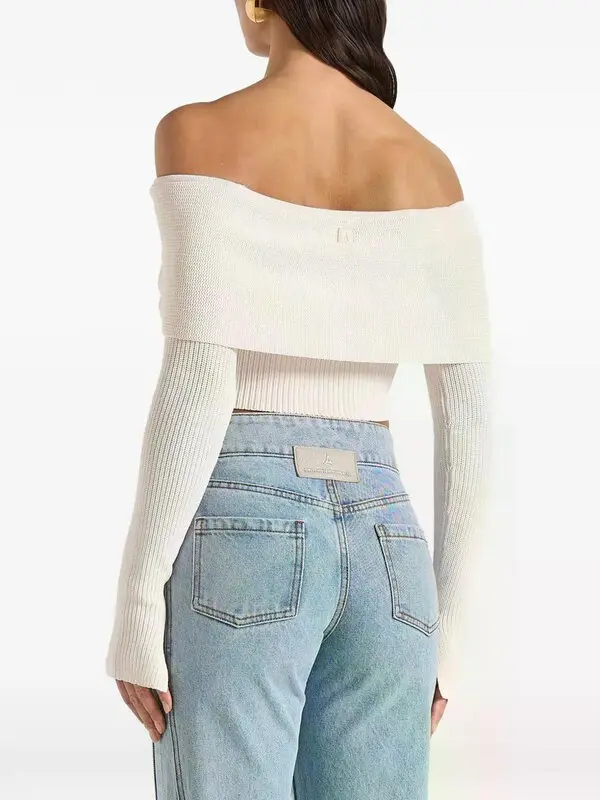 Manière De Voir Maniere De Voir Shana Asymmetric Bardot Top With Gold Hardware - Neutrals