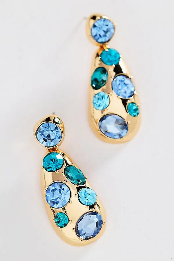 Anthropologie Crystal Cluster Drop Earrings - Blue