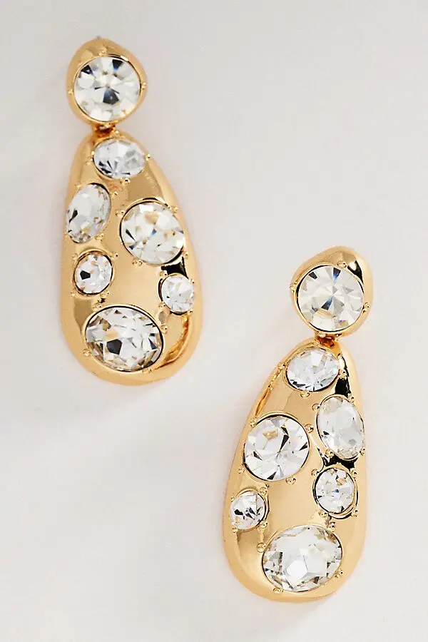 Anthropologie Crystal Cluster Drop Earrings - Clear