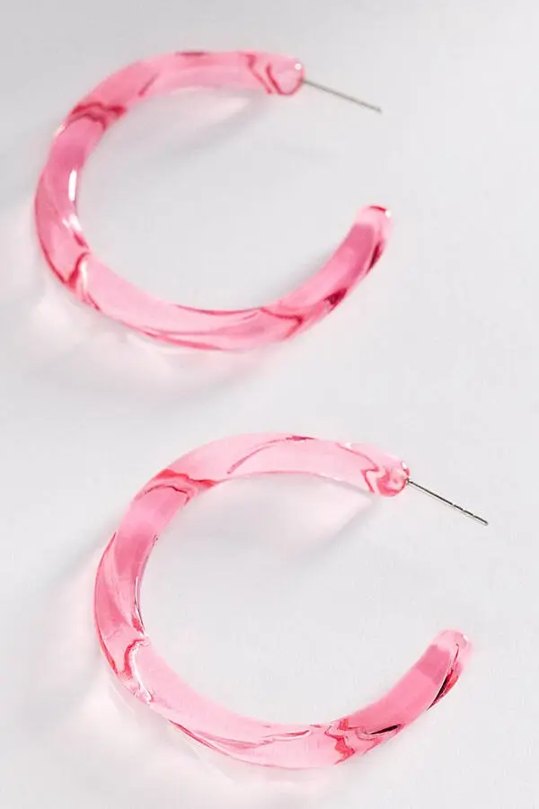 Anthropologie Large Resin Hoop Earrings - Pink
