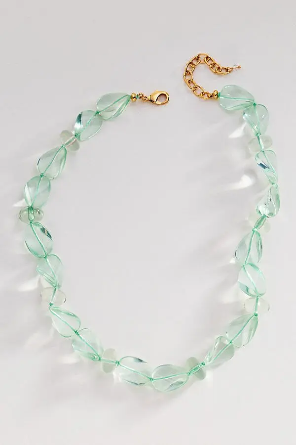 Anthropologie Chunky Crystal Necklace - Light Green