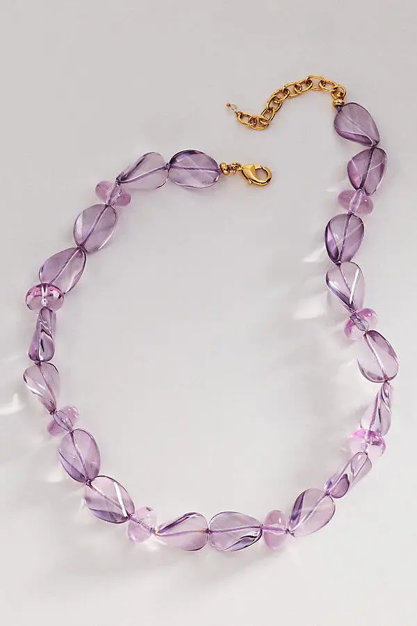 Anthropologie Chunky Crystal Necklace - Lilac