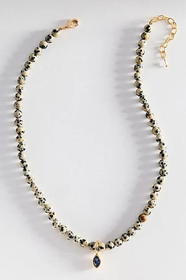 Anthropologie Beaded Pendant Necklace - Jasper