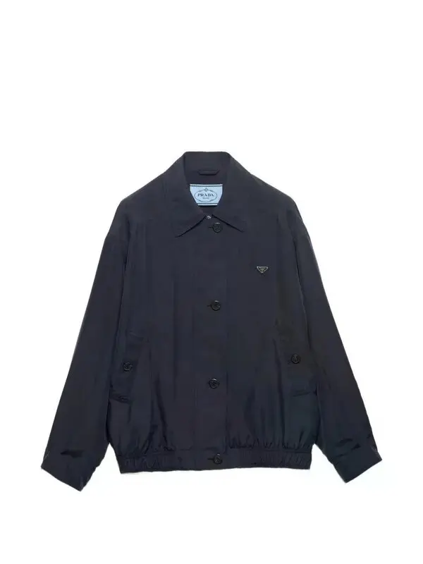 Prada Washed Silk Jacket With Triangle Logo