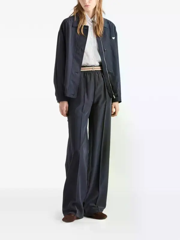 Prada Washed Silk Jacket With Triangle Logo