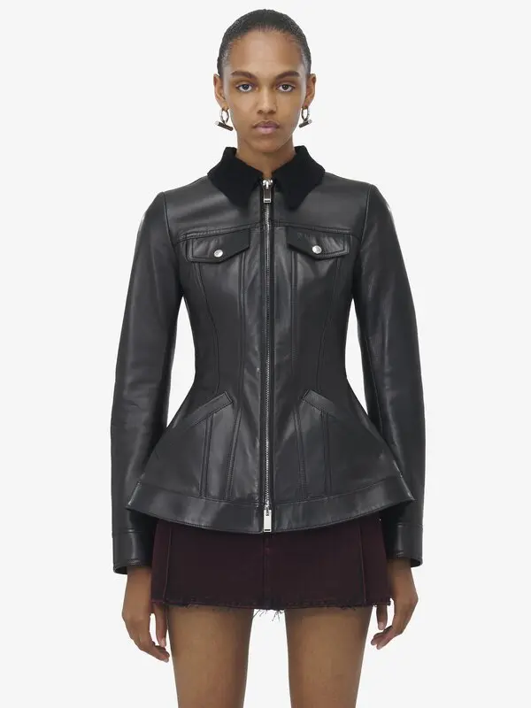 Alexander McQueen Peplum Leather Jacket
