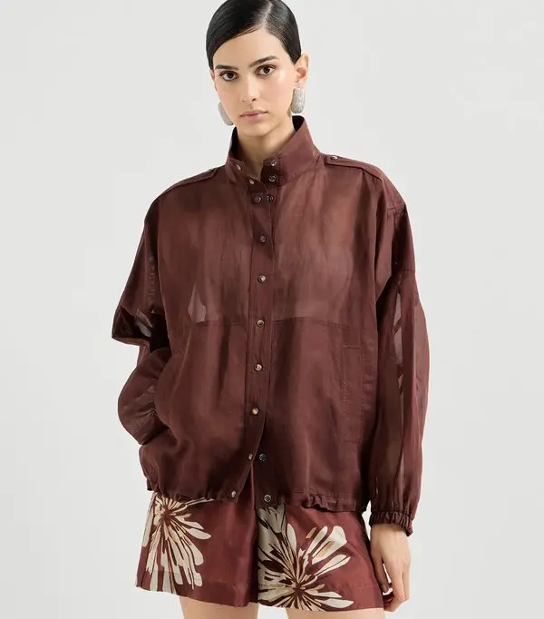 Brunello Cucinelli Cotton Organza Jacket - Red