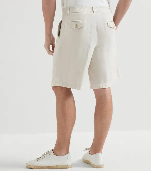 Brunello Cucinelli Linen Bermuda Shorts - Beige