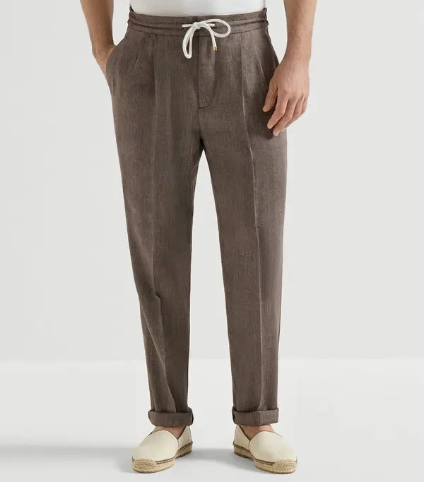 Brunello Cucinelli Drawstring Leisure Trousers - Brown