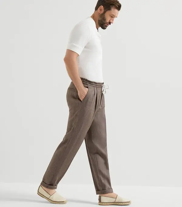 Brunello Cucinelli Drawstring Leisure Trousers - Brown