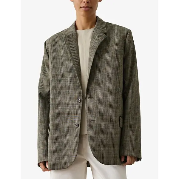 Soeur Checked Wool-blend Blazer - Marron/vert