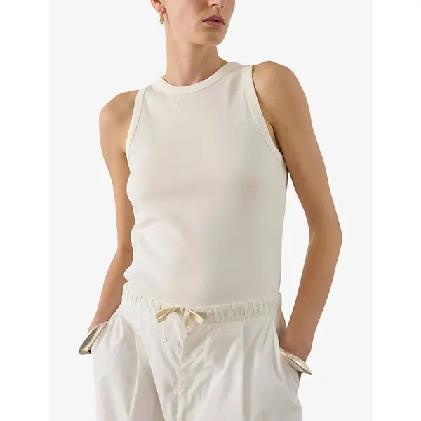 Soeur Brand-embroidered Cotton Vest Top - Blanc