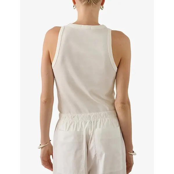 Soeur Brand-embroidered Cotton Vest Top - Blanc
