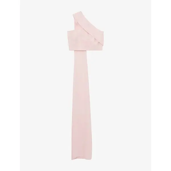 REISS One-shoulder Bustier Top - Pale Pink