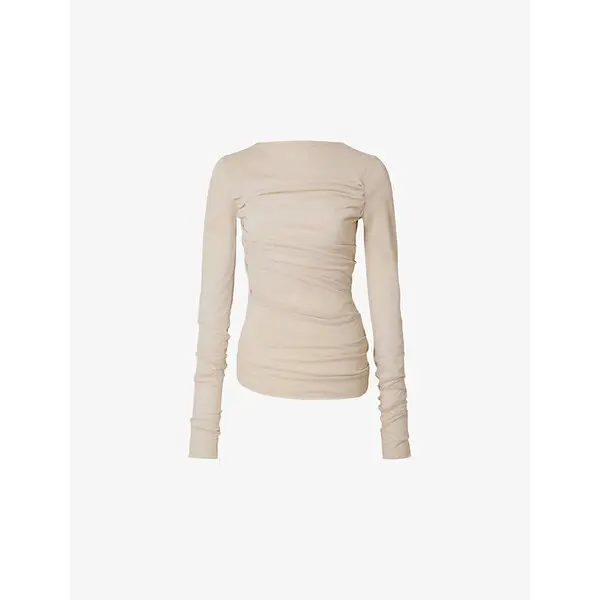 Soeur Gaia Gathered-detail Cotton-blend Top - Mastic