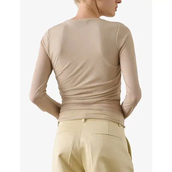 Soeur Gaia Gathered-detail Cotton-blend Top - Mastic