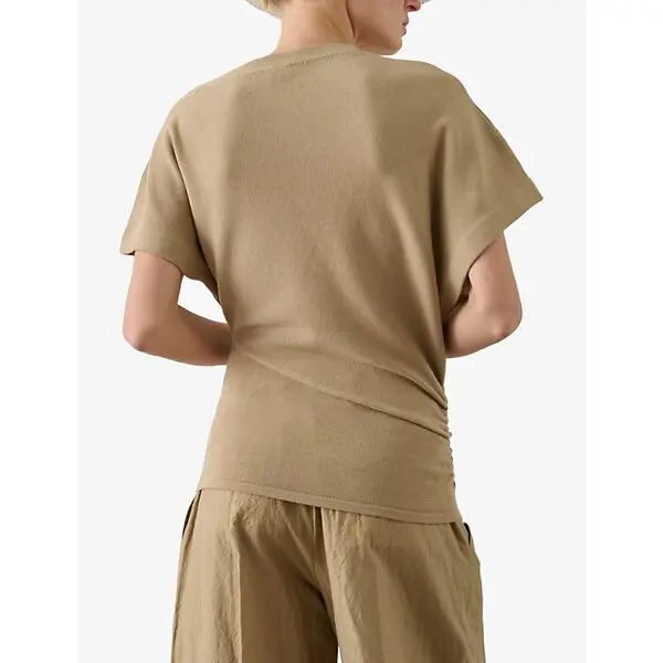 Soeur Dalina Short-sleeved Cotton-blend Jumper - Sable
