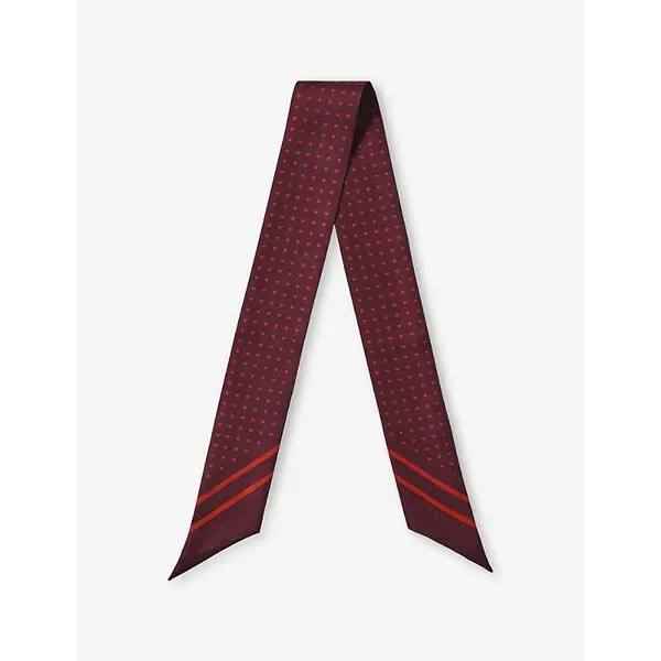 ASPINAL OF LONDON Polka-dot Skinny Silk Scarf - Cherry