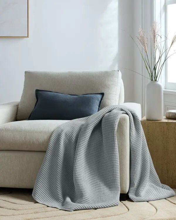 Quince Organic Waffle Throw - Mist