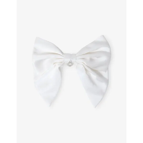 Maje Charm-embellished Silk Bow Barrette - White