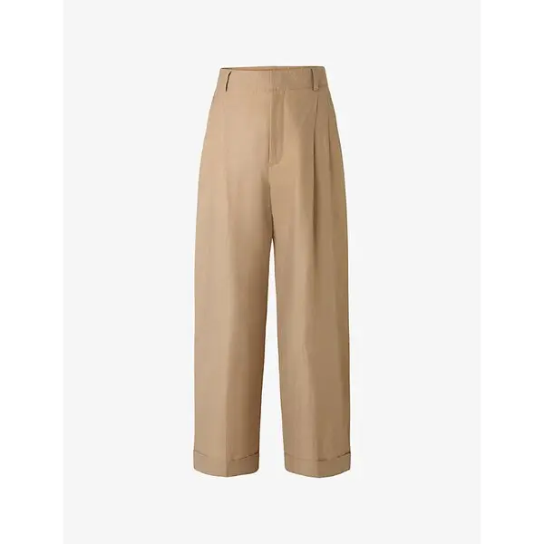 Soeur Watson Wide-leg High-rise Cotton Trousers - Sable
