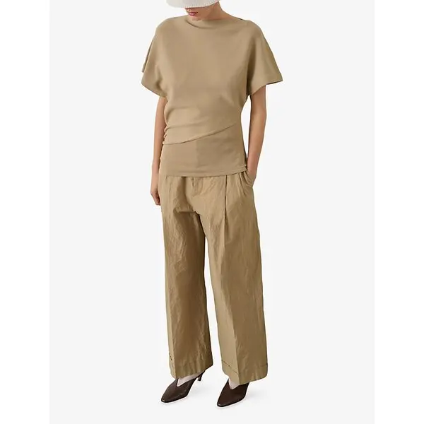 Soeur Watson Wide-leg High-rise Cotton Trousers - Sable
