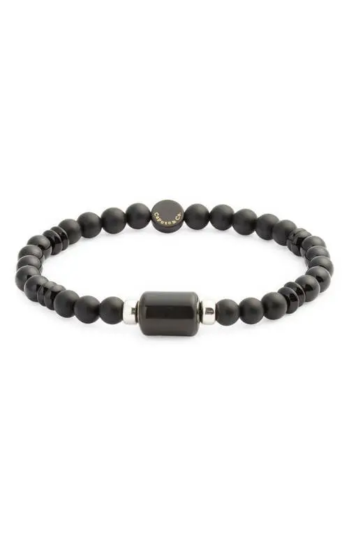 Caputo & Co Barrel Beaded Stretch Bracelet - Obsidian