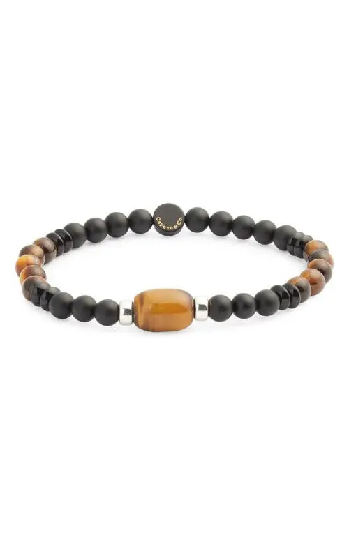 Caputo & Co Barrel Beaded Stretch Bracelet - Yellow Tiger Eye